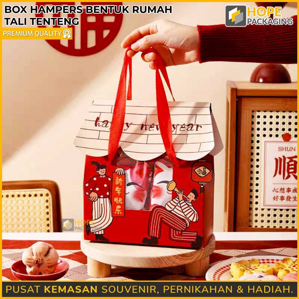 Jual Box Imlek Tenteng Bentuk Rumah / Paper Bag Hampers Sincia / Box ...