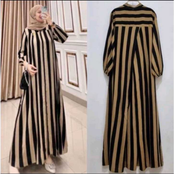 Jual Gamis Salur Kombinasi Polos Hitam Putih Garis Samping Miring Silang Belakang Terbaru ...