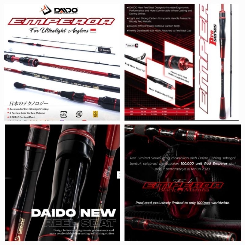 Jual Joran DAIDO EMPEROR black mamba / PRO SERIES / MICRO JIG UL 662 / 702 solid carbon BC / SP ...