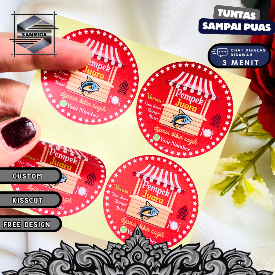 Jual 5-8 Sanrida Sticker Pempek Palembang Stiker Tekwan Makanan Khas ...