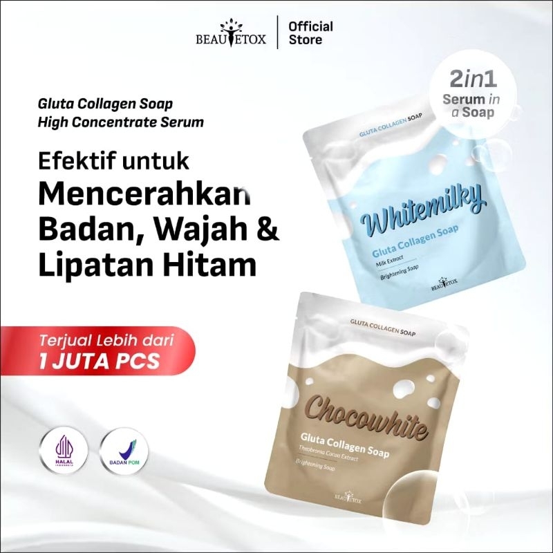 Jual NEW FORMULA Beautetox Gluta Collagen Soap Whitemilky Chocowhite ...