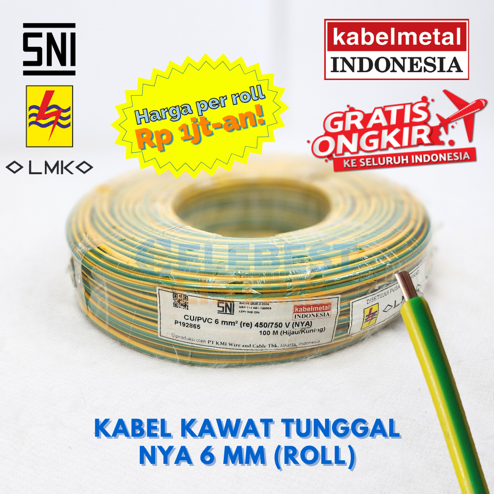 Jual (ROLL 100 Mtr) NYA 6 mm² KABEL METAL INDONESIA - Kabel Kawat ...