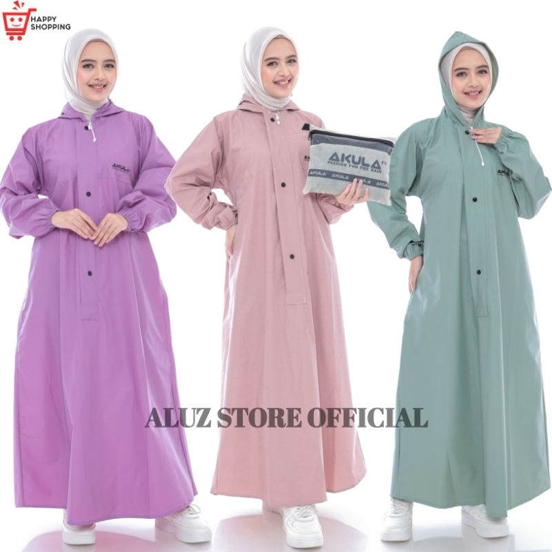 Jual AKULA Jas Hujan Gamis Wanita Muslimah Syar'i Bahan PVC Tebal ...
