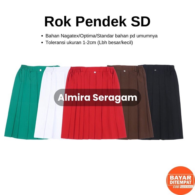 Jual ROK PENDEK Sekolah SD Rok Rempel Perempuan Seragam Sekolah SD MI Warna MERAH PUTIH COKLAT ...
