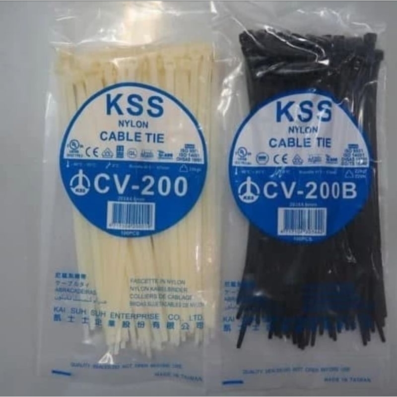 Jual Kabel Ties CV200 KSS CV 200 Putih / Hitam KSS Cable Tie 1 Pack 100pcs | Shopee Indonesia