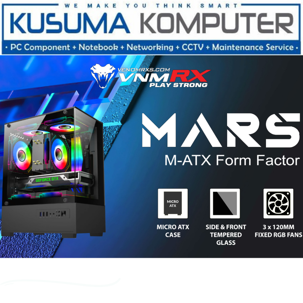 Jual Casing VenomRX MARS + 3 FAN RGB Micro ATX Gaming Case | Shopee ...