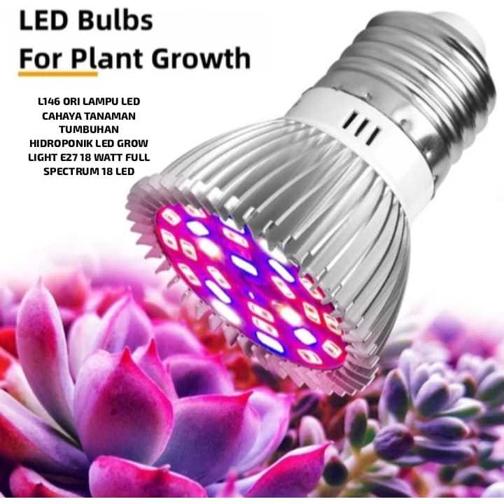 Jual L146 ORI ALUMUNIUM OGROW UV ULTRAVIOLET LIGHT LED FITTING E27 18 WATT W WAT LAMPU LAMP ...