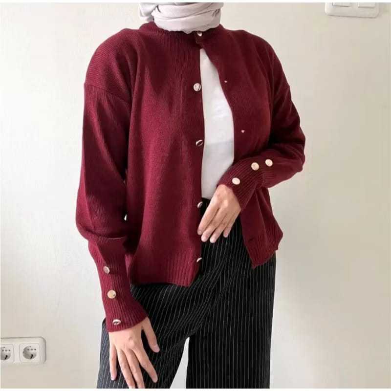 Jual Hv STARLA Cardigan Besic Kancing Gold Premium | Shopee Indonesia