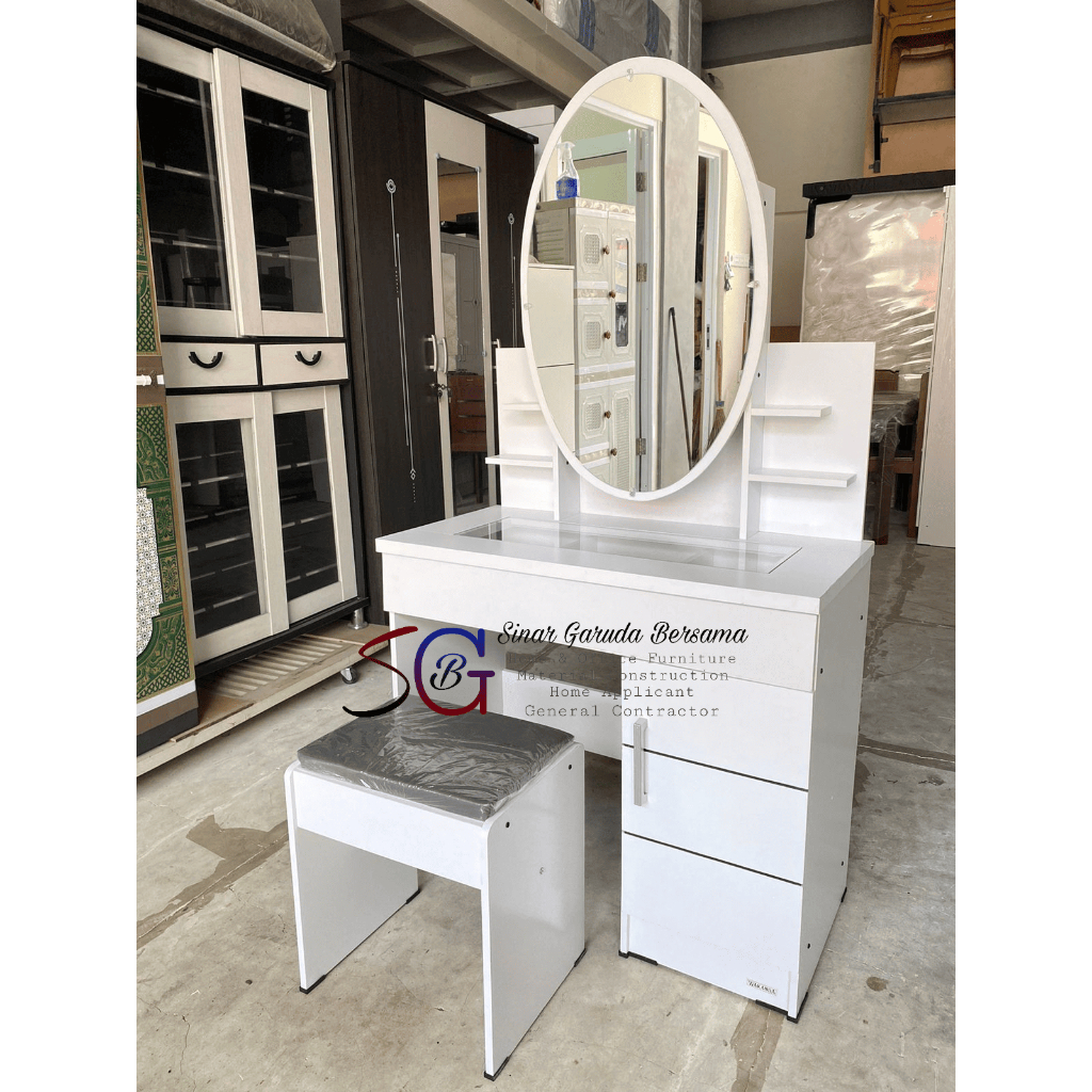 Jual MEJA RIAS MEJA KACA KACA SLIDING / DRESSING TABLE KACA BULAT ...