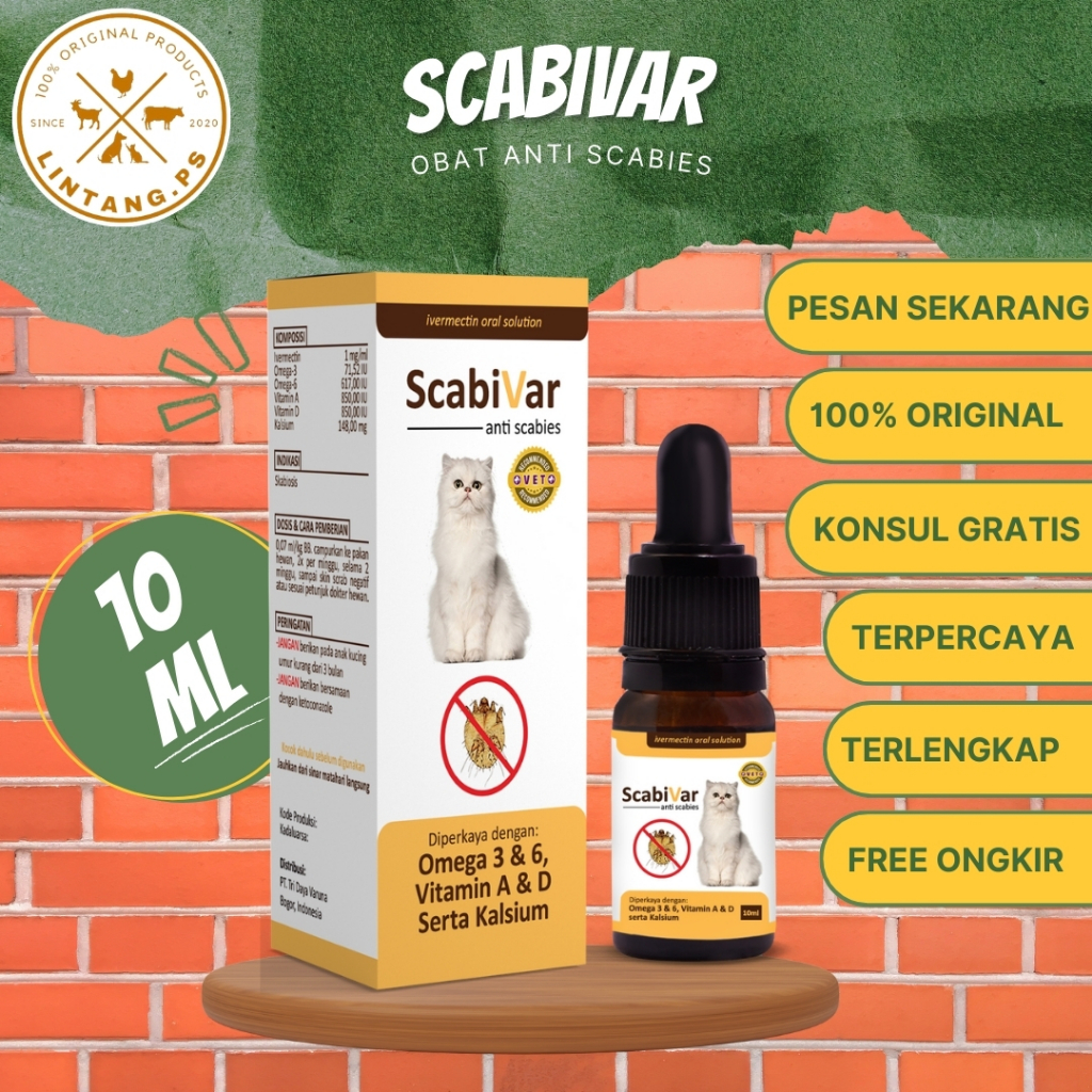 Jual SCABIVAR Obat Scabies Kucing Kelinci Penyakit Kulit Kudis Hewan ...