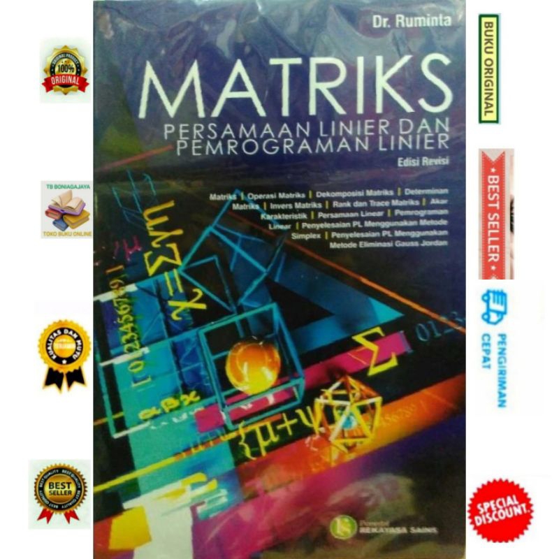 Jual MATRIKS, Persamaan Linear dan Pemrograman Linear - Dr. Ruminta ...