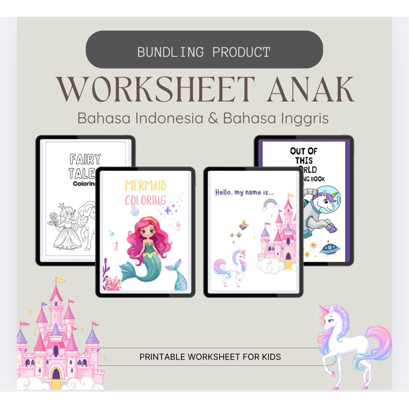 Jual WORKSHEET ANAK Usia 3-6 tahun - lembar kerja mewarnai untuk anak ...