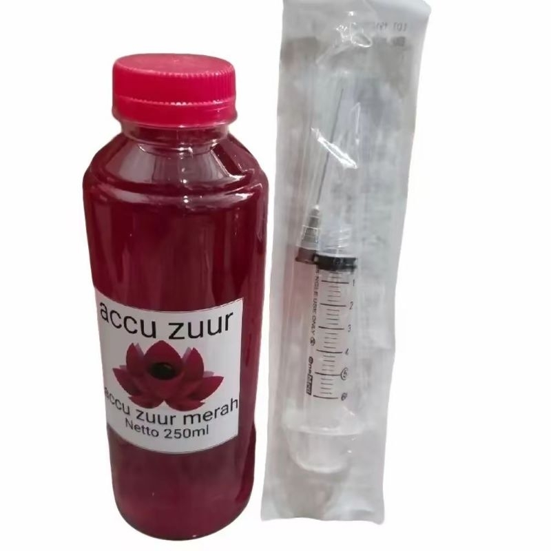 Jual Air aki merah (250ML accu zuur merah dan suntikan+jarum) | Shopee ...