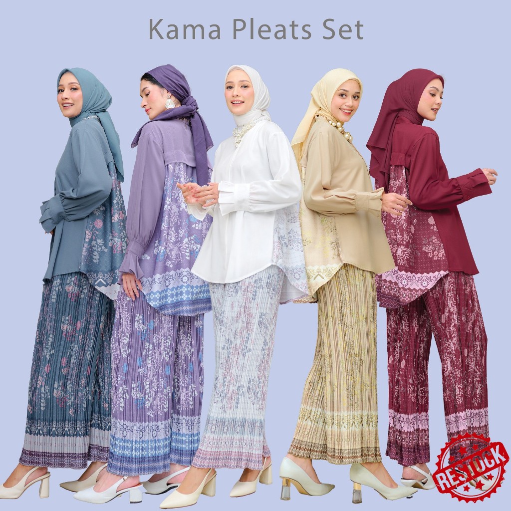 Jual NUNA Kama Pleats Set | Setelan wanita Katun motif patern print ...