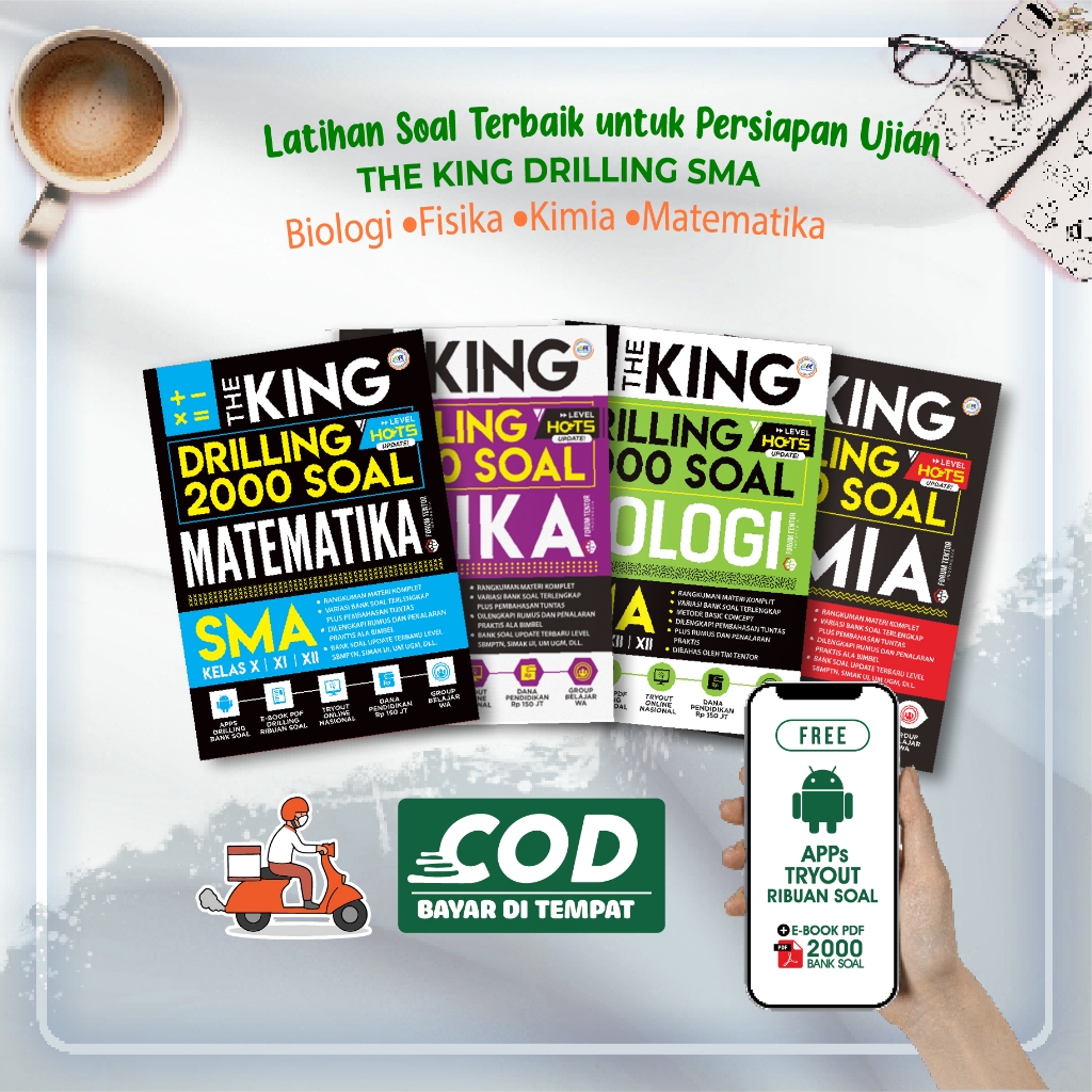 Jual BUKU SMA THE KING DRILLING 2000 SOAL MATEMATIKA, BIOLOGI, KIMIA ...