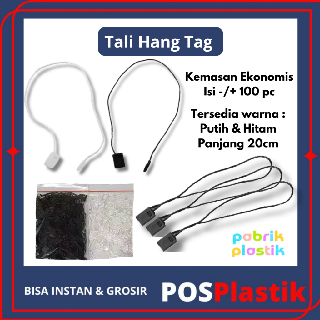 Jual TALI HANG TAG Kemasan Ekonomis isi 100 PCS TALI HANG TAG Hitam ...