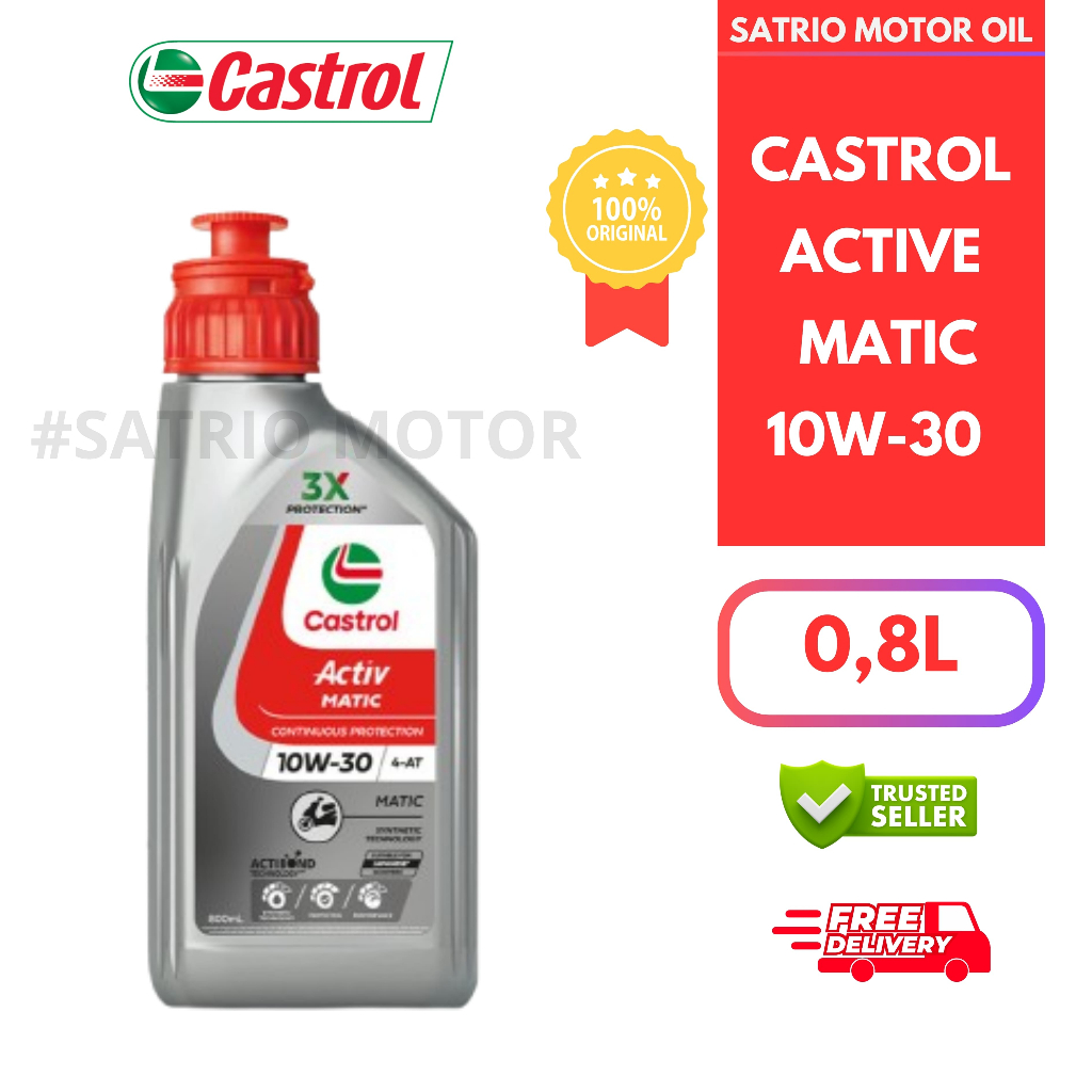 Jual OLI MOTOR MATIC CASTROL ACTIVE MATIC 10W-30 0.8L ORIGINAL | Shopee ...