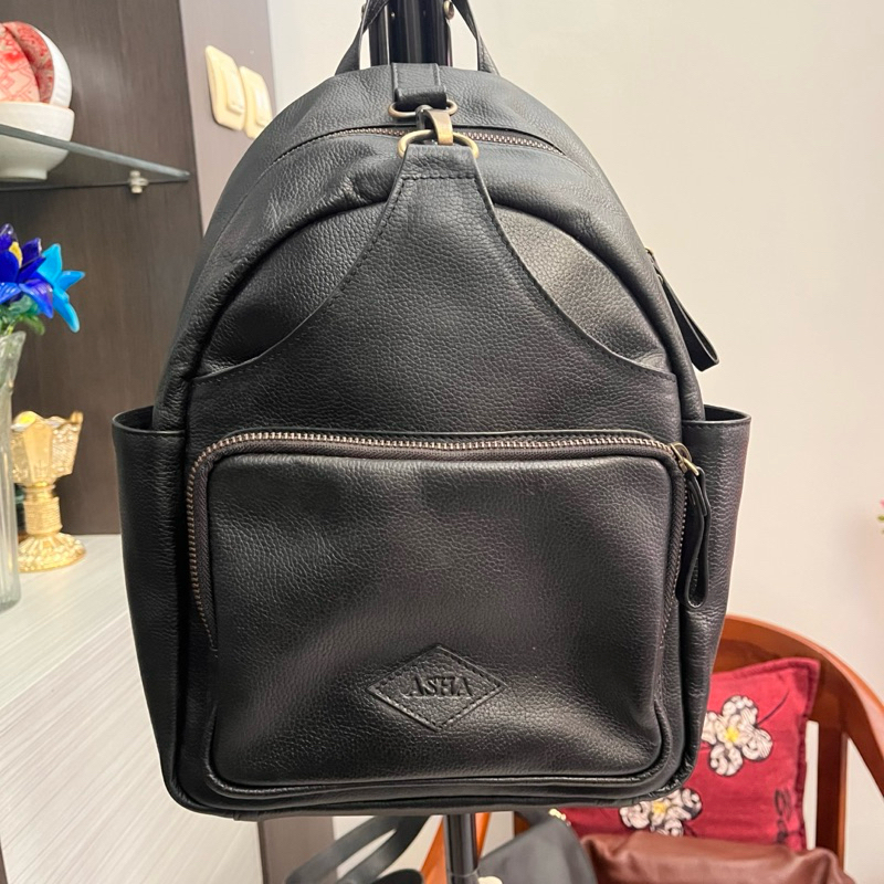 Jual ASHA Leather Mini Backpack - Black | Shopee Indonesia