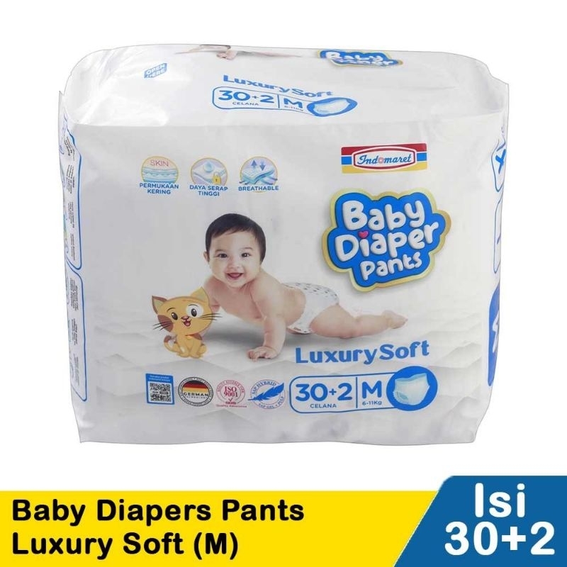 Jual Indomaret Baby Diapers Pants Luxury Soft Medium 32'S | Shopee ...