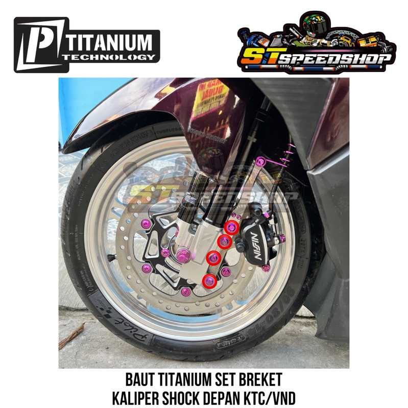 Jual Baut Titanium Set Breket Kaliper Depan Shock KTC VND Beat Scoopy ...