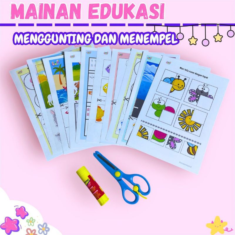 Jual Aktivitas Menggunting dan Menempel / Worksheet Printable Anak PAUD ...