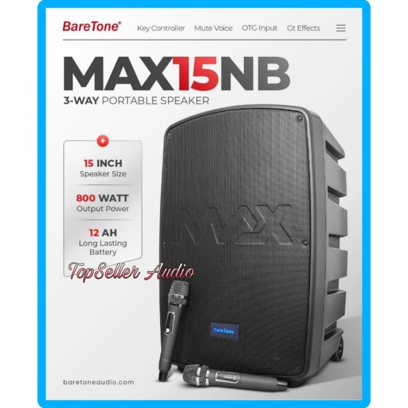 Jual BareTone MAX15NB Speaker 15 Inch Portable RMS 800 Watt Original ...