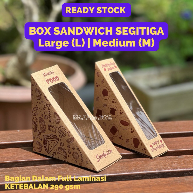 Jual Box Sandwich Segitiga Window Motif Kraft Cokelat Ketebalan 290 gsm ...