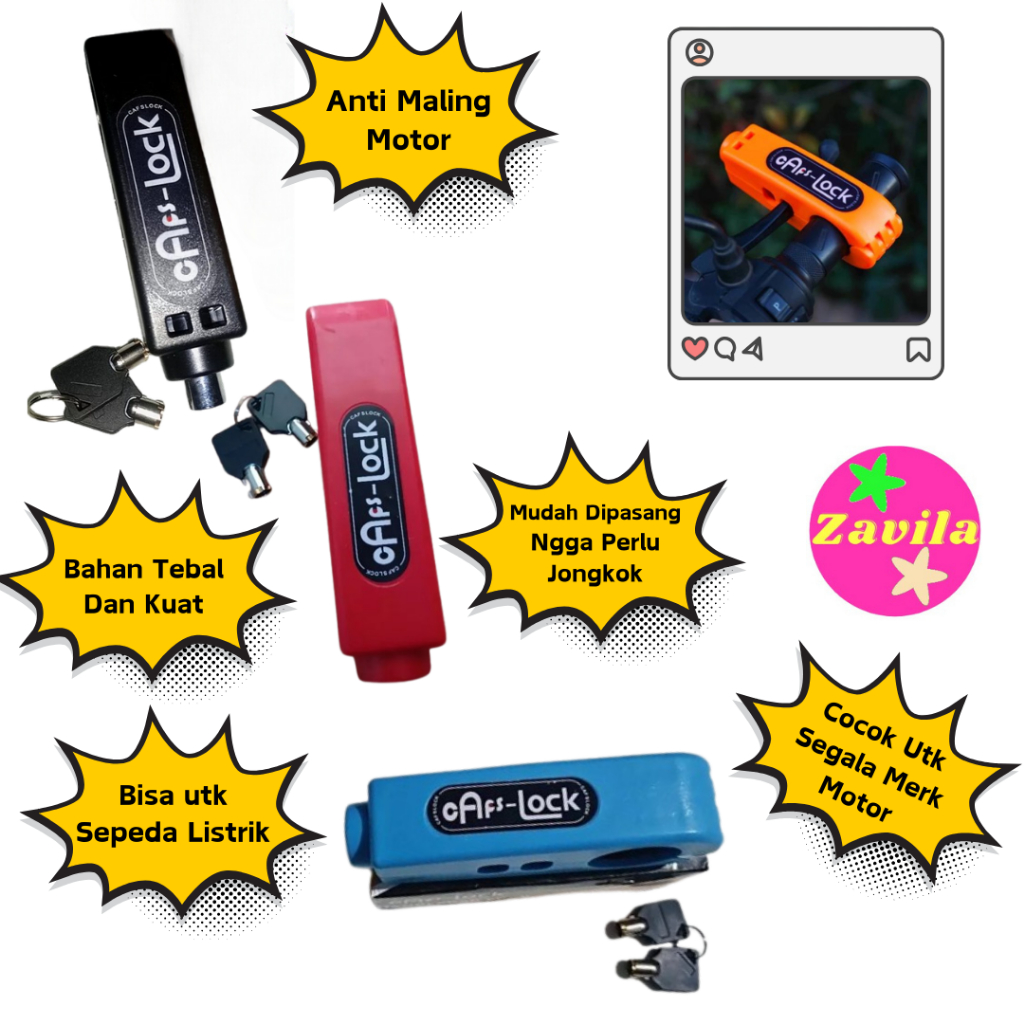 Jual Gembok Motor Anti Maling Kunci Stang Handle Gas Rem Motor | Shopee ...