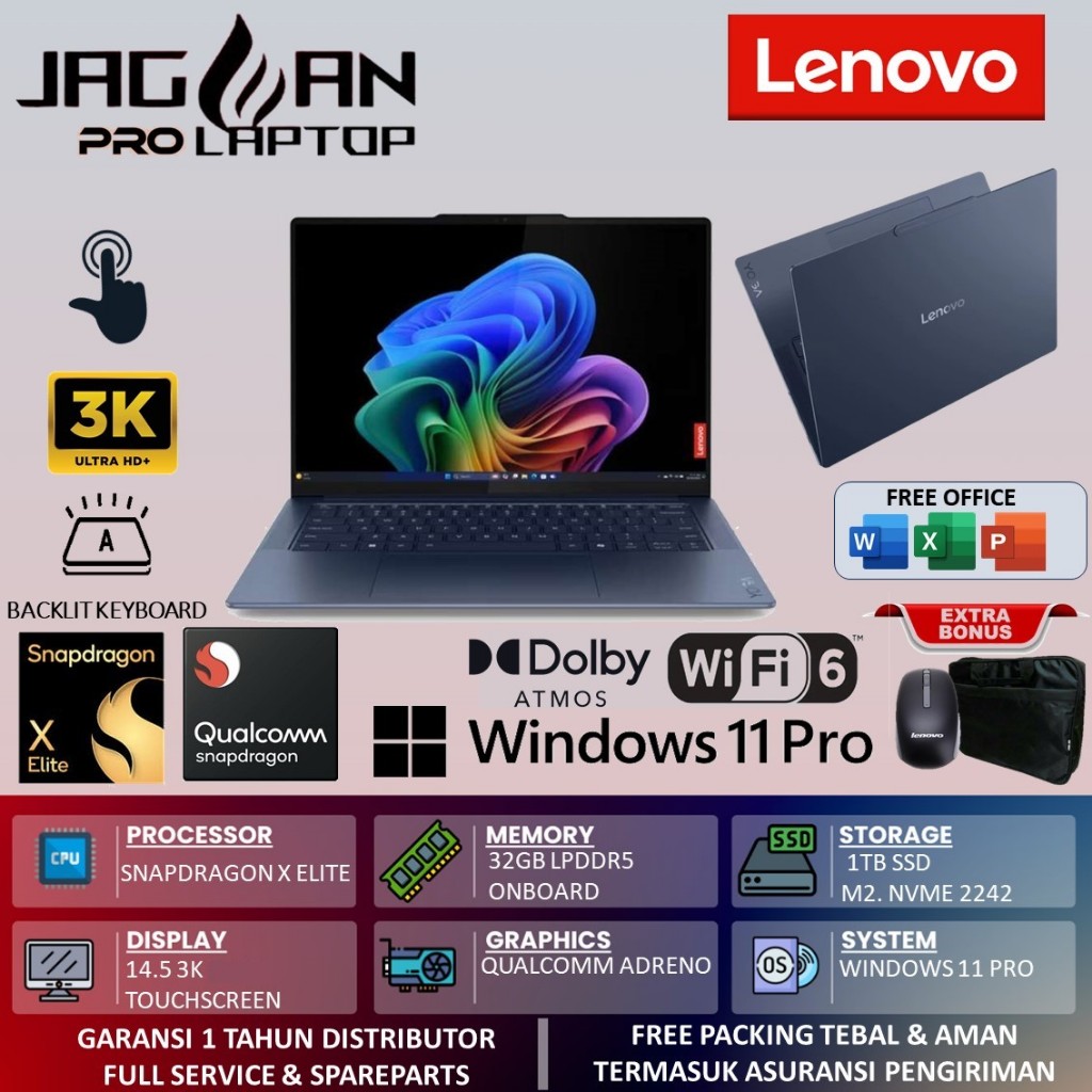 Jual Lenovo Yoga Slim 7 SNAPDRAGON X Elite X1E78100 DDR5 32GB 1TB SSD ...