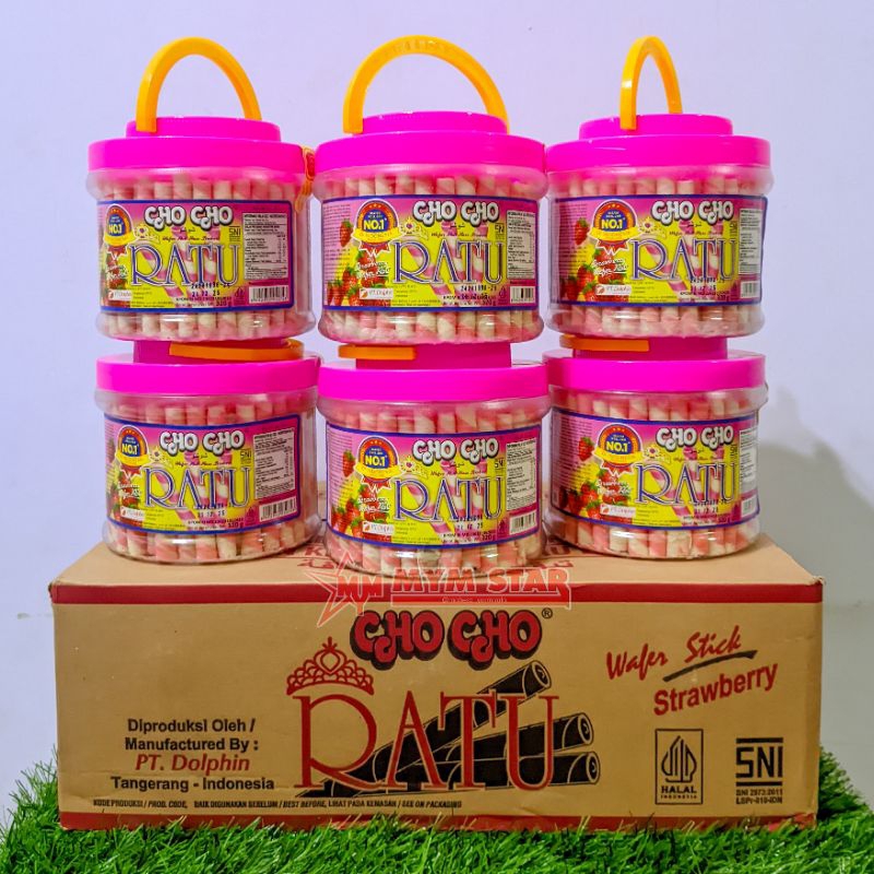 Jual (1 DUS) Cho Cho Ratu Strawberry Wafer Roll Rasa Stroberi Toples ...
