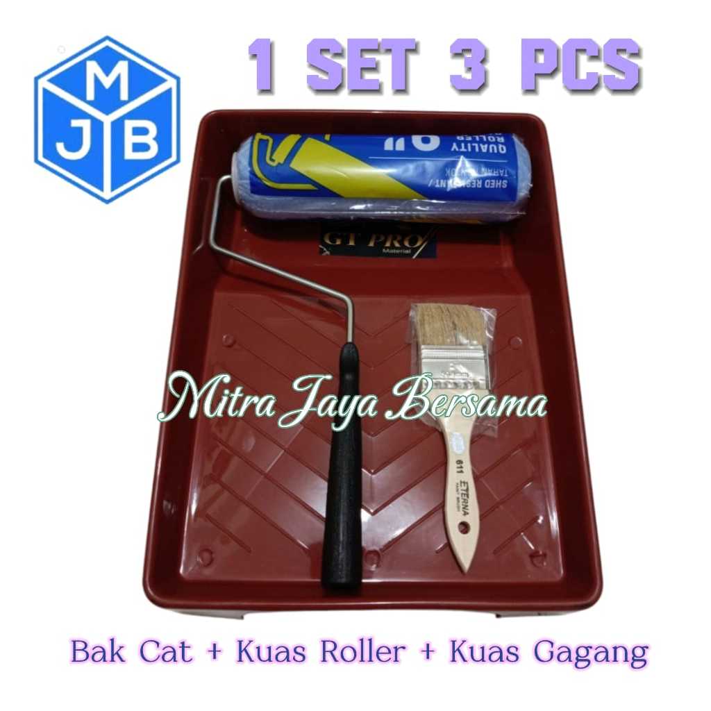 Jual PAKET ALAT CAT TEMBOK l 1 SET 3 IN 1 l BAK CAT+KUAS GAGANG+ROLLER ...