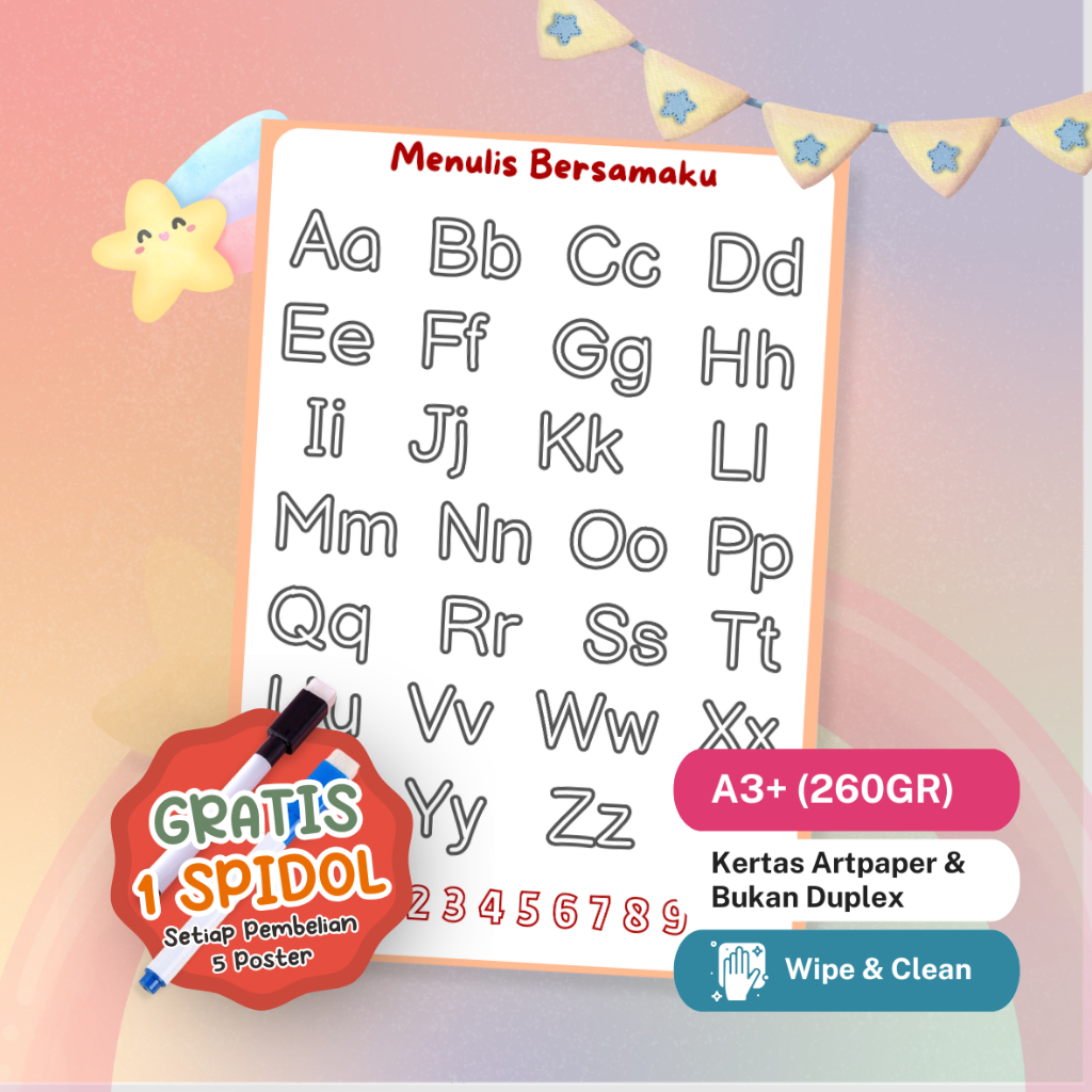 Jual POSTER LAMINASI Abjad & Alphabet / Poster Angka & Huruf | Poster ...