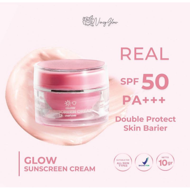Jual Vinny Glow Sunscreen Cream SPF 50 PA+++ Double Protect Skin Barier ...