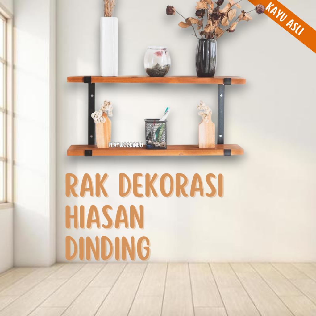 Jual Rak Dinding Gantung Kayu Dekorasi Hiasan Kamar | Storage Buku ...