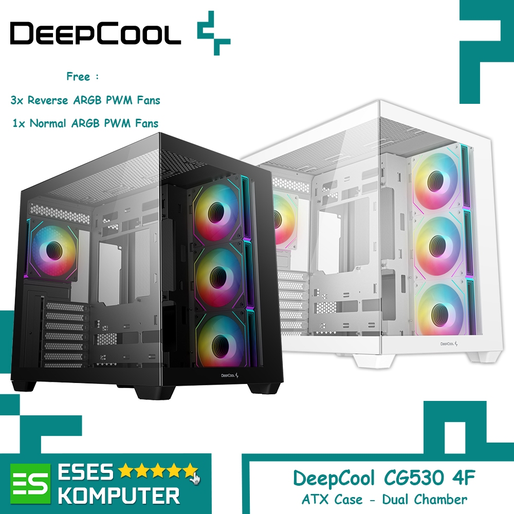 Jual Case DeepCool CG530 4F Black / White | ATX High Airflow Casing PC ...