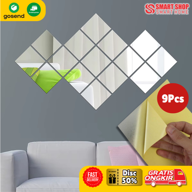 Jual Sticker Cermin Dinding Untuk Bercermin Stiker Refleksi 3D Model ...