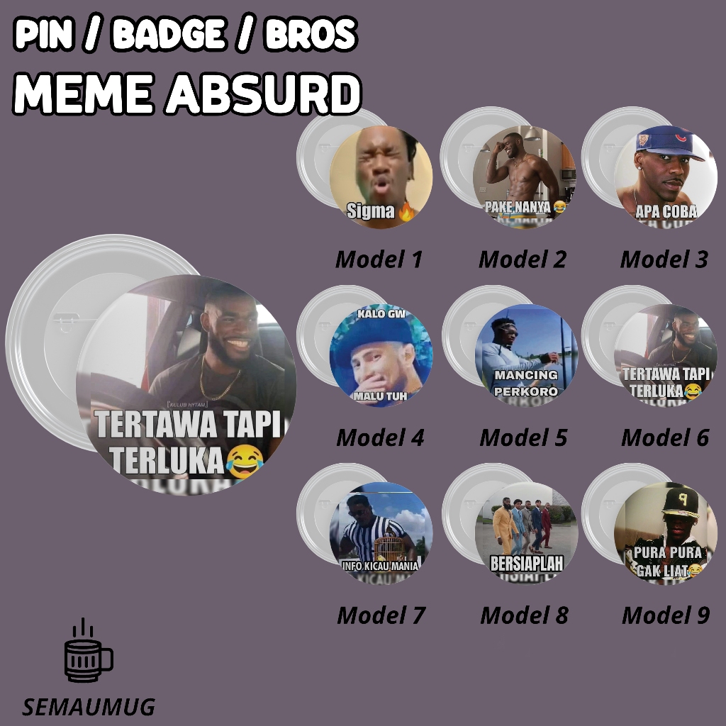 Jual PIN NGAWI ABSURD MEME KADO BROS BADGE BULAT MEME LUCU PRINT CUSTOM ...