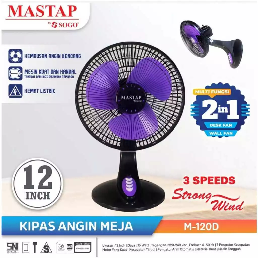 Jual Mastap M-120D Kipas Angin Duduk Meja 12 inch Desk Fan | Shopee ...