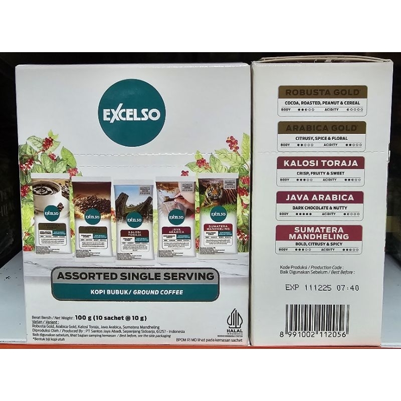Jual Excelso Assorted Single Serving Kopi Bubuk 100g Box - (isi 10 ...