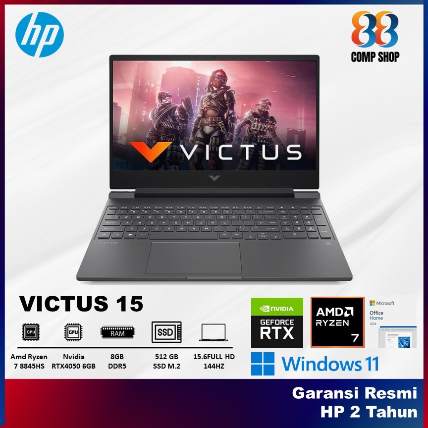 Jual LAPTOP HP VICTUS 15 RYZEN 7 8845HS RTX4050 6GB/ 8GB 512GB W11+OHS ...