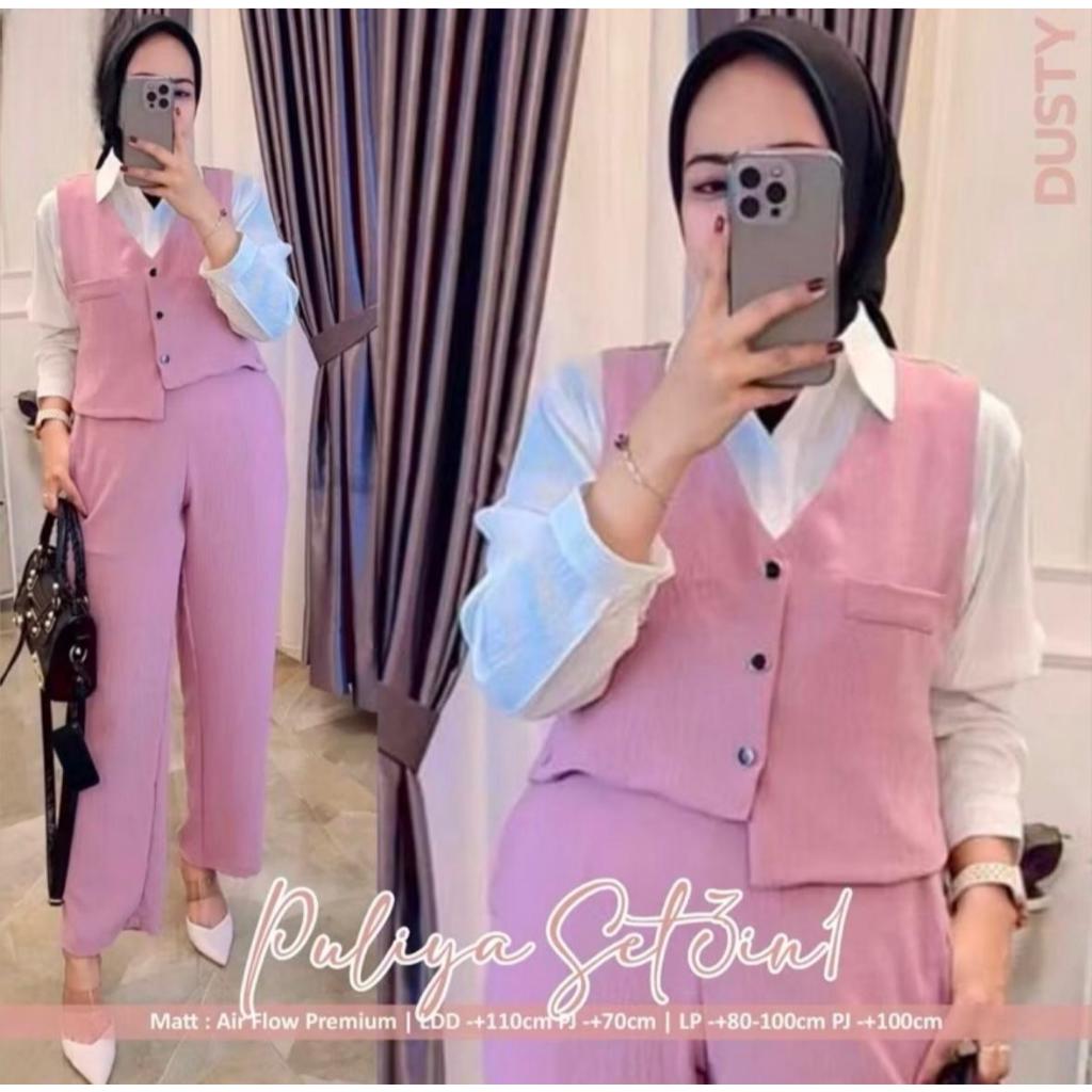 Jual PULIYA SET VEST POLOS CRINKLE AIRFLOW LD 110 // SETELAN KOMBINASI ...