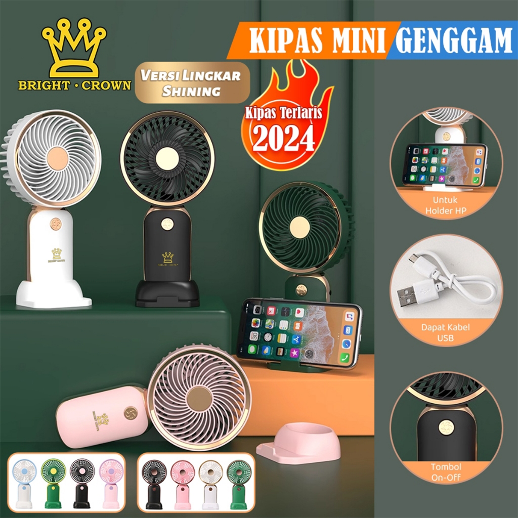 Jual Bright Crown Kipas Angin Mini Genggam Motif Simpel + Portable USB ...