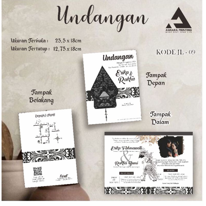 Jual Undangan Pernikahan Kode Wayang Tema Jawa Design Estetik Cantik ...