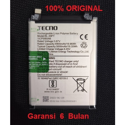 Jual Battery Batre Tecno Pova 5 Pro BL-49PT Original | Shopee Indonesia