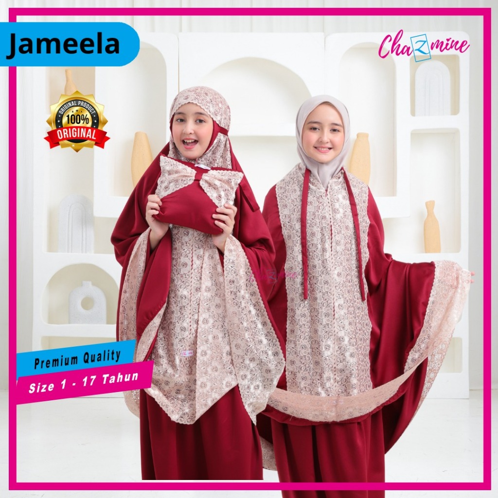 Jual CHAZMINE - Jameela Mukena Anak Perempuan 2 Fungsi Usia 1-17 Tahun Resleting Dagu Variasi ...