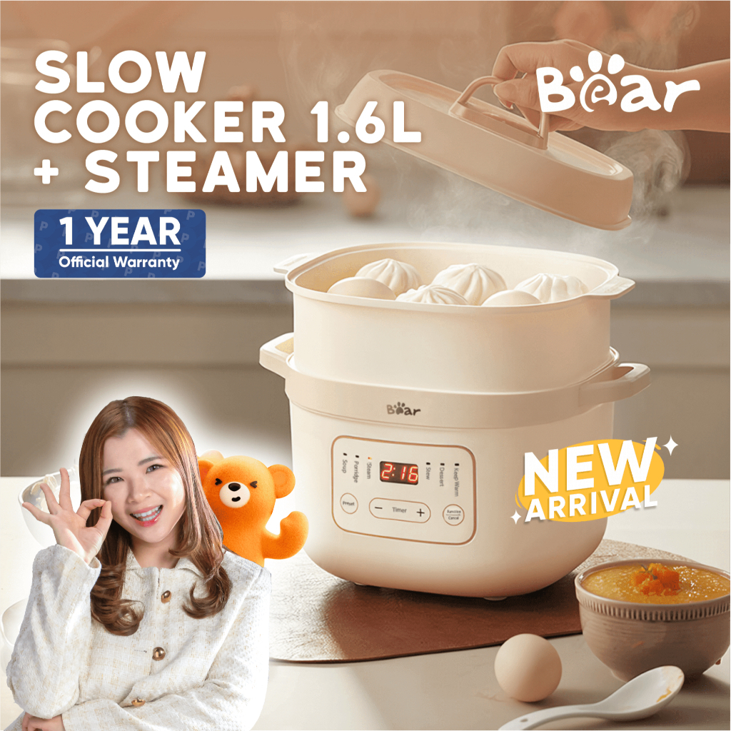 Jual Makassar - Bear Slow Cooker 1.6L + Steamer SC-4H16P | Panci ...