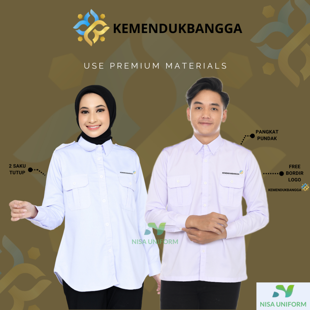 Jual KEMENDUKBANGGA-Nisa Uniform Kemeja Putih Premium/PDL ...
