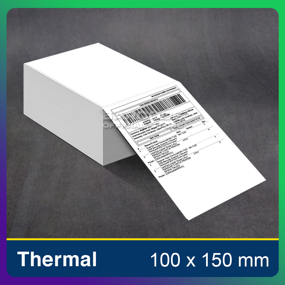 Jual Label Thermal 100 x 150 mm Kertas Stiker 100x150 Fold Resi Pengiriman A6 Sticker Termal ...