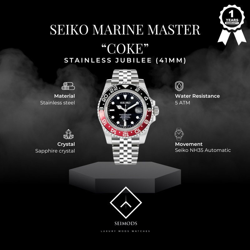Jual Jam Tangan Seiko Mod Coke Model Seikolex Marine Master NH35 ...