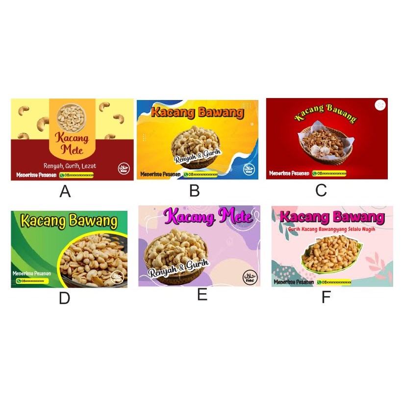 Jual stiker kacang mete/kacang goreng/stiker kacang bawang kotak ...